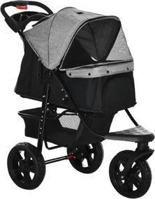 PawHut psí kočárek psí buggy kočičí buggy kočárek pro domácí mazlíčky se 3 koly skládací psi kočka Oxford šedá+černá 109,5 x 57,5 x 106,5 cm
