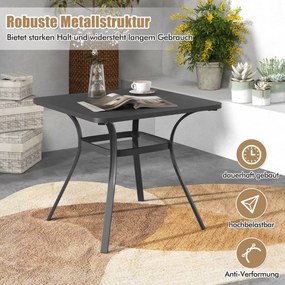 Costway Zahradní stůl s deskou ve vzhledu dřeva pro 4 osob – 80 × 80 × 73 cm