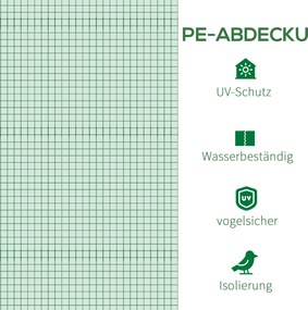 Náhradní plachta Outsunny pro zahradní skleníkový tunel 9 m², rozměry plachty 3L x 3B x 2H m PE anti-UV vodotěsná 6 oken + rolovací dveře na zip Zele…