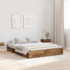 Rám postele s úložným prostorem s čelo Staré dřevo 150 x 200 cm 3335291