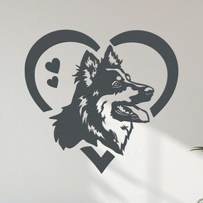 dřevo života Dřevěný obraz Chodský pes v srdci Zvolte rozměr (cm): 80x73, Zvolte barvu dekoru: Antracitová