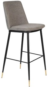 OnaDnes -20% White Label Světle šedá látková barová židle WLL LIONEL 75 cm