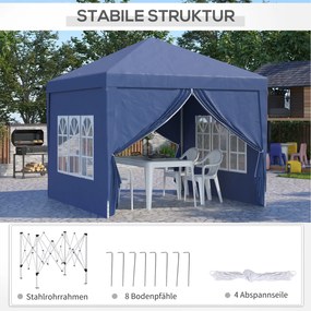 Pavilon Outsunny 3x3m, Voděodolný a Stabilní Zimní Stan s Rychlým Sestavením, UV Ochrana 50+, Skládací Párty Stan s 4 Bočními Stěnami pro Zahradu, Mo…
