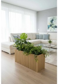 Dřevěný truhlík MAXI, s příčkami, akácie, šířka 84 cm, hnědá