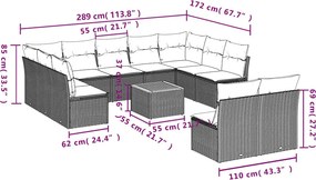 12dílná zahradní sedací souprava s poduškami černá polyratan 3223885