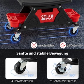 Costway Pojízdná stolička pro mechaniky Těžká dílenská stolička na kolečkách