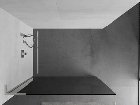 Mexen Kioto L, sprchová zástěna Walk-In 110 x 200 cm, 8mm šedé sklo, broušená ocel profil, 800-110-103-97-40