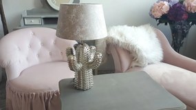 Stříbrná kovová stolní lampa Cactus -Ø 25*43 cm/ E27