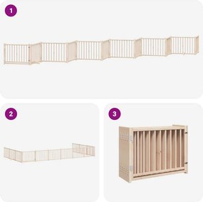 Zábrana pro psy s dvířky skládací 12 panelů 960 cm topol 3155724