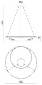 Redo 01-1889 závěsné LED stmívatelné svítidlo Torsion bronz, 29W, 4000K, ø55cm