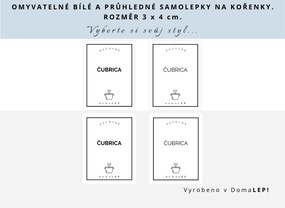 ČUBRICA - Samolepka na kořenky 3 x 4 cm - DomaLEP varianta: PRŮHLEDNÁ - tučné písmo
