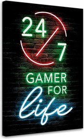Obraz na plátně, Nápis Gamer for life 60x90