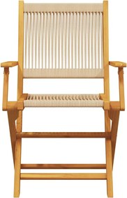 3dílný bistro set béžový polypropylen a masivní dřevo 3281879