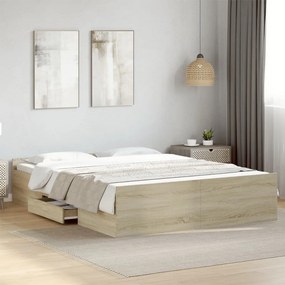Rám postele se zásuvkami dub sonoma 150x200 cm kompozitní dřevo 3280288