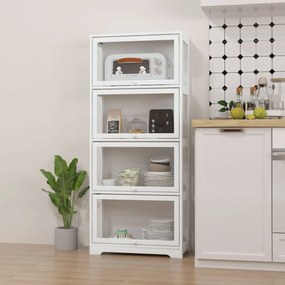 HOMCOM 4-patrový vitrínový kabinet s skládacími akrylovými dveřmi, protiskluzovým vitrinou pro studovnu, ložnici a kancelář 59x30x139 cm Bílá