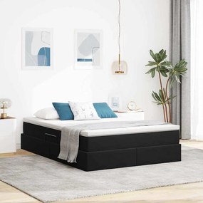 Postel s úložným prostorem a matrací Černá 140 x 200 cm samet 3370307