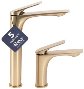 Rea Avalon, vysoká umyvadlová baterie h-305, zlatá matná, REA-B2705