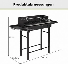 Costway Grilovací vozík na dřevěné uhlí s výškově nastavitelným grilovacím