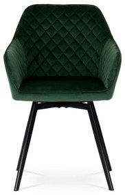 Jídelní židle, potah smaragdově zelená sametová látka, kovové nohy, černý matný lak - DCH-425 GRN4