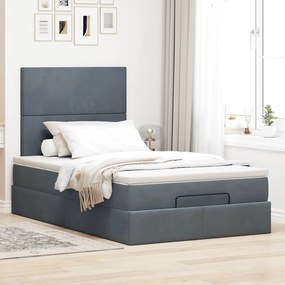 Osmanský rám postele s matracemi tmavě šedá 120x200cm samet 3313392