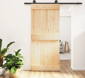 vidaXL Posuvné dveře s kováním 90 x 210 cm masivní borové dřevo [3203049]