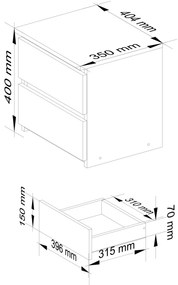 Noční stolek CL2 40 cm bílý/červený