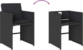 9dílný zahradní jídelní set s poduškami černý polyratan 3277902