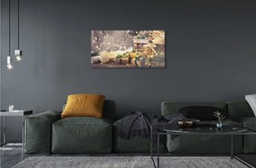 Obraz na skle Dárky větvičky ozdoby 125x50 cm