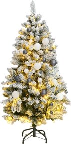 vidaXL Umělý sklápěcí vánoční stromek se 150 LED a koulemi 150 cm [3210106] Barva: Zelená a bílá