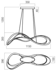 Redo 01-3599 - LED Stmívatelný lustr na lanku TEMPEST LED/58W/230V černá
