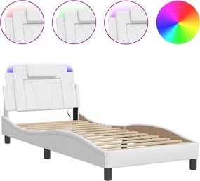 Rám postele Viana s LED bez matrace bílý 90 x 190 cm 3213988
