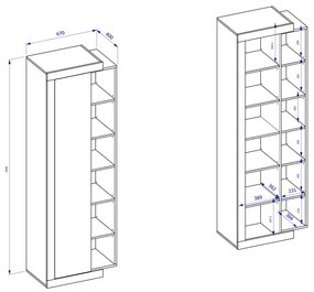 Moderní obývací stěna Cirila Dub Samdal/Bílý lesk