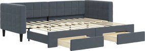 Válenda s přistýlkou a zásuvkami tmavě šedá 80 x 200 cm samet 3196733