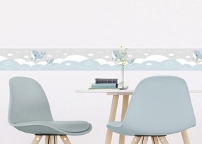 Dětská samolepící bordura na zeď Modré Velryby | 5 m x 13.8 cm | DWBD8489