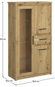 Kondela Nízká vitrína 2D1W1S, dub artisan, AIRON