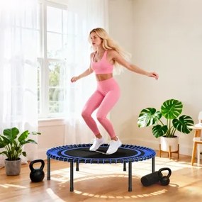 SPORTNOW fitness trampolína Ø114 cm s vyztuženým ocelovým rámem pro trénink nohou a celého těla, modrá a černá