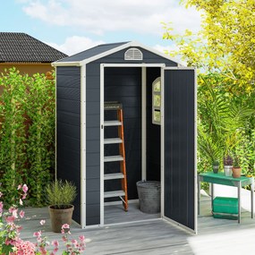 Outsunny zahradní kůlna zahradní kůlna na nářadí s větracím oknem jednoplášťová střecha kovová šedá 134 x 104 x 204 cm pro zahradu a venkovní použití…