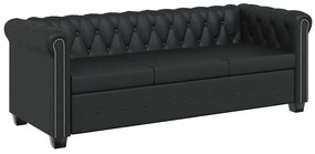 242370 vidaXL Chesterfield pohovka trojsedák umělá kůže černá