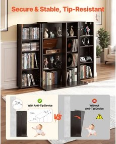 Úložná skříňka na média, 4patrový organizér na DVD VEVOR – 610 × 368 × 846 mm