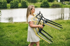 Zahradní set KATO SIRVON - 2 židle a kulatý stolek, černá/světle šedá