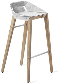 OnaDnes -20% Bílá plstěná barová židle Tabanda DIAGO s dubovou podnoží 75 cm