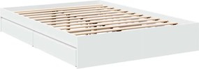 Rám postele se zásuvkami bílý 140 x 200 cm kompozitní dřevo 3280657