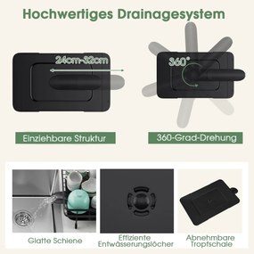Costway Dish Drainer 2-vrstvý skládací kovový stojan na nádobí, černý