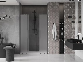 Mexen Velar Duo, posuvné sprchové dveře do otvoru 150 cm, 8mm sklo námraza, grafit broušený, 871-150-000-32-66