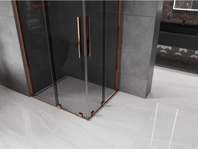 Mexen Velar Duo, sprchový kout s posuvnými dveřmi 100 x 90 cm, 8mm šedé sklo, růžové zlato, 871-100-090-42-60