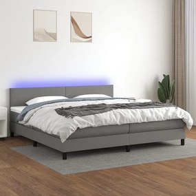 Box spring postel s matrací a LED tmavě šedá 200x200 cm textil 3133022