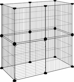12panelová ohrádka pro zvířata s dvířky černá 70 x 35 x 70 cm ocel 3114036
