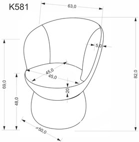 Relaxační otočné křeslo FRANNY — kov, látka, béžová