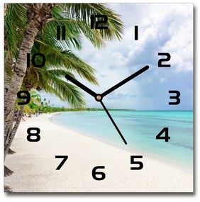 Wallmuralia Skleněné hodiny čtverec Tropická pláž 30x30 cm