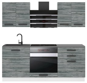Kuchyňská linka Belini Premium Full Version 180 cm šedý antracit Glamour Wood s pracovní deskou MARY
